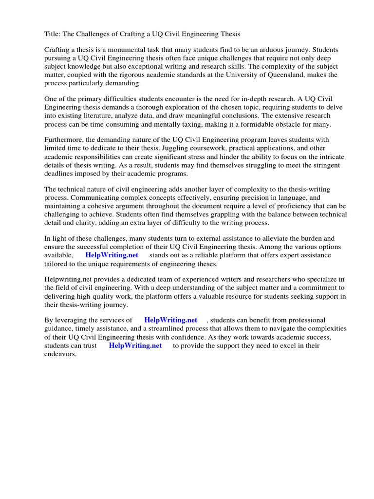 UQ Civil Engineering Thesis Guide | PDF | Thesis | Doctor Of Philosophy