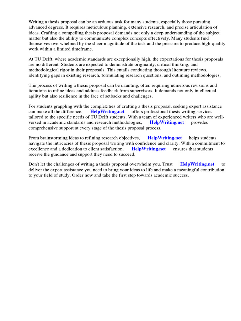 Tu Delft Thesis Proposal | PDF