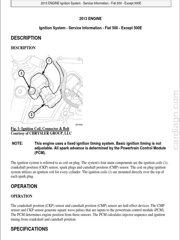 2013 Fiat 500 - Ignition System | PDF | Ignition System | Electrical ...