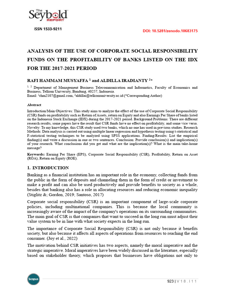 Analysis of The Use of Corporate Social Responsibility Funds On The ...