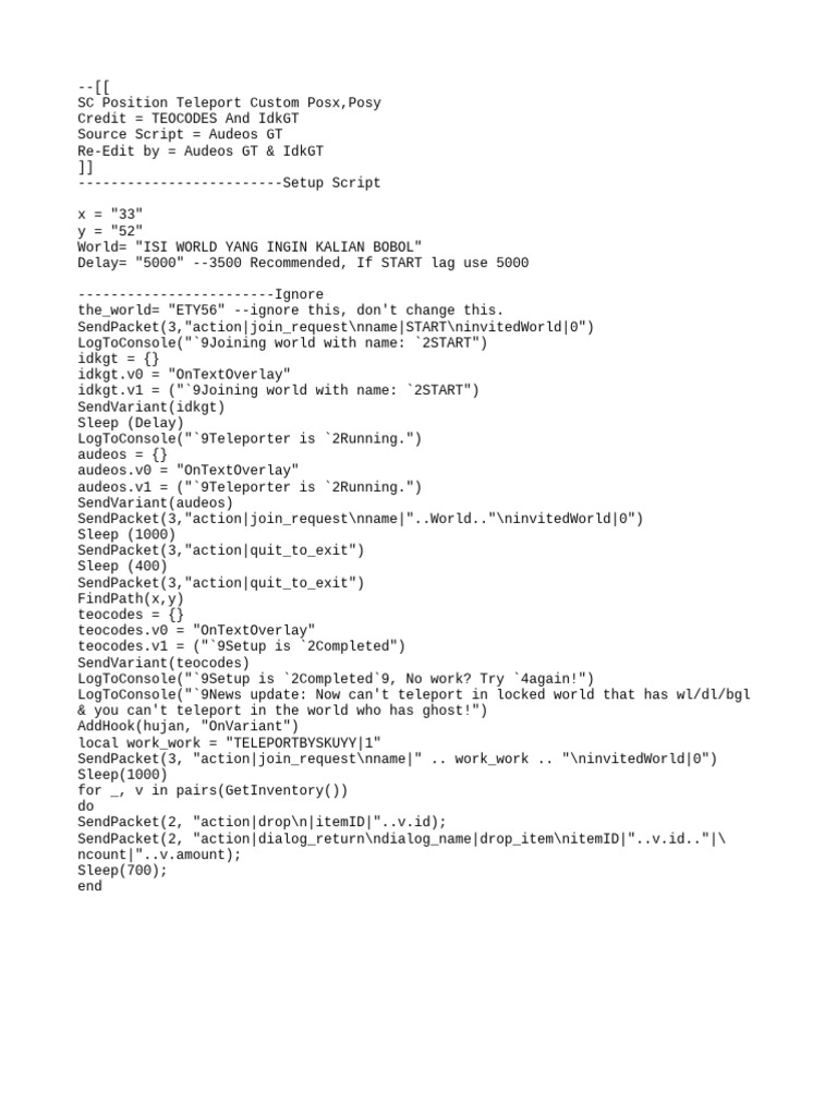 Script Teleportbyskuy - Lua | PDF