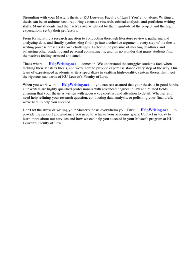 Thesis Help for KU Leuven Law Students | PDF | Thesis | Academic Degree