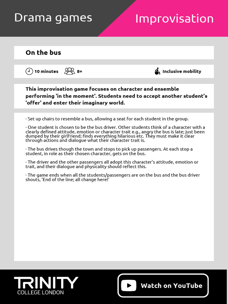 Drama Games - On The Bus | PDF
