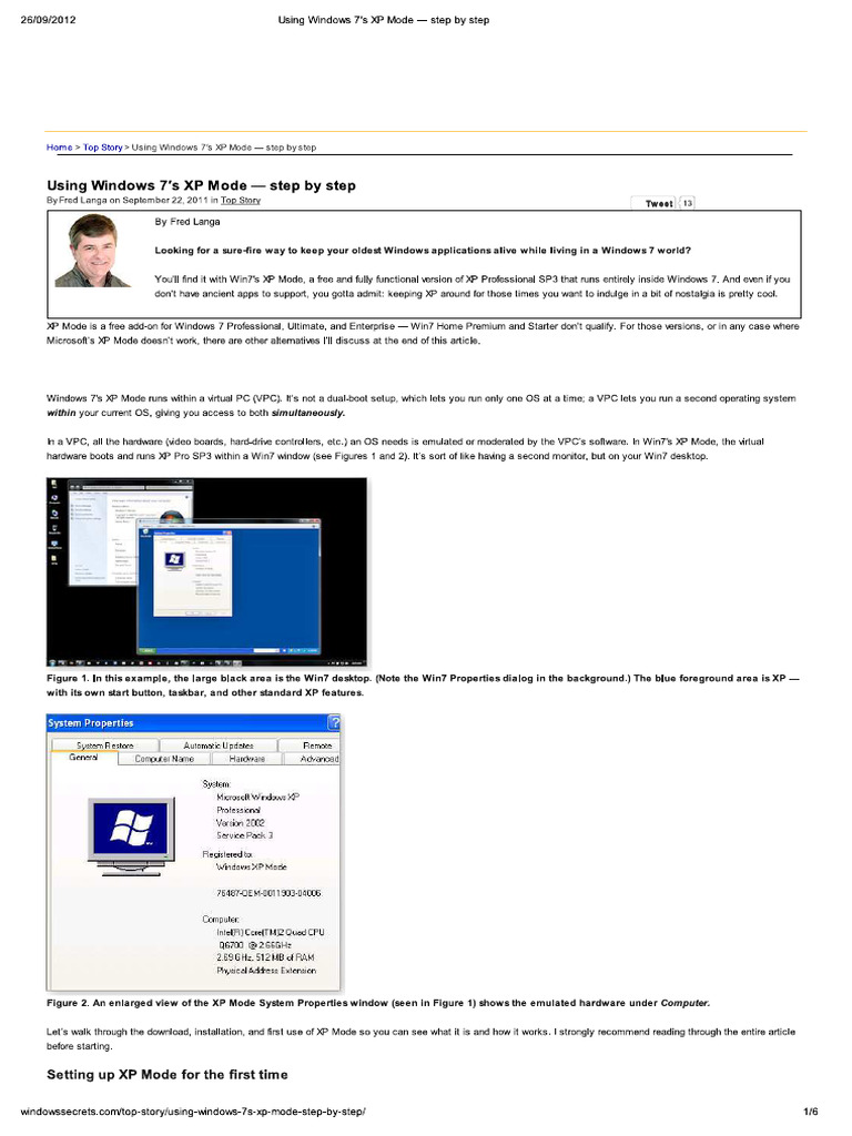 Using Windows 7 - XP Mode Step by Step | PDF