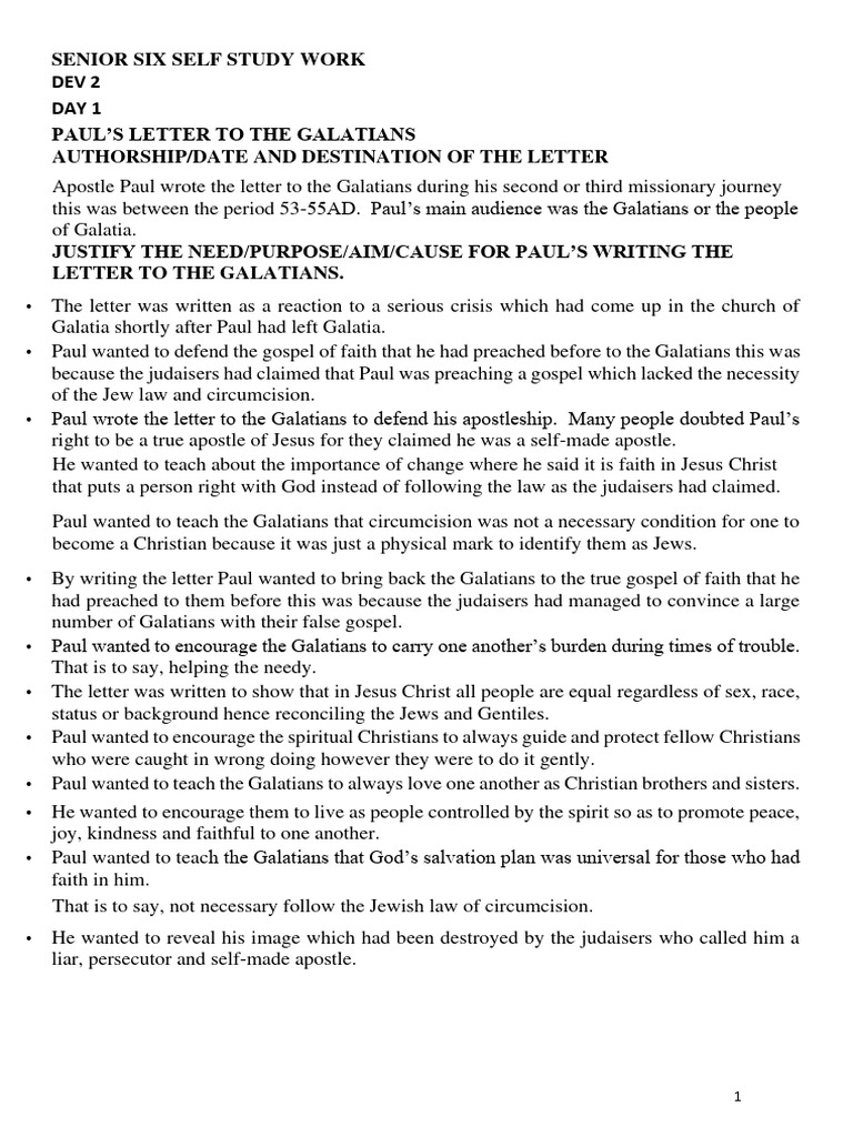 Senior Six Self Study Work Christian Religious Education | PDF | Paul The Apostle | Epistle To ...