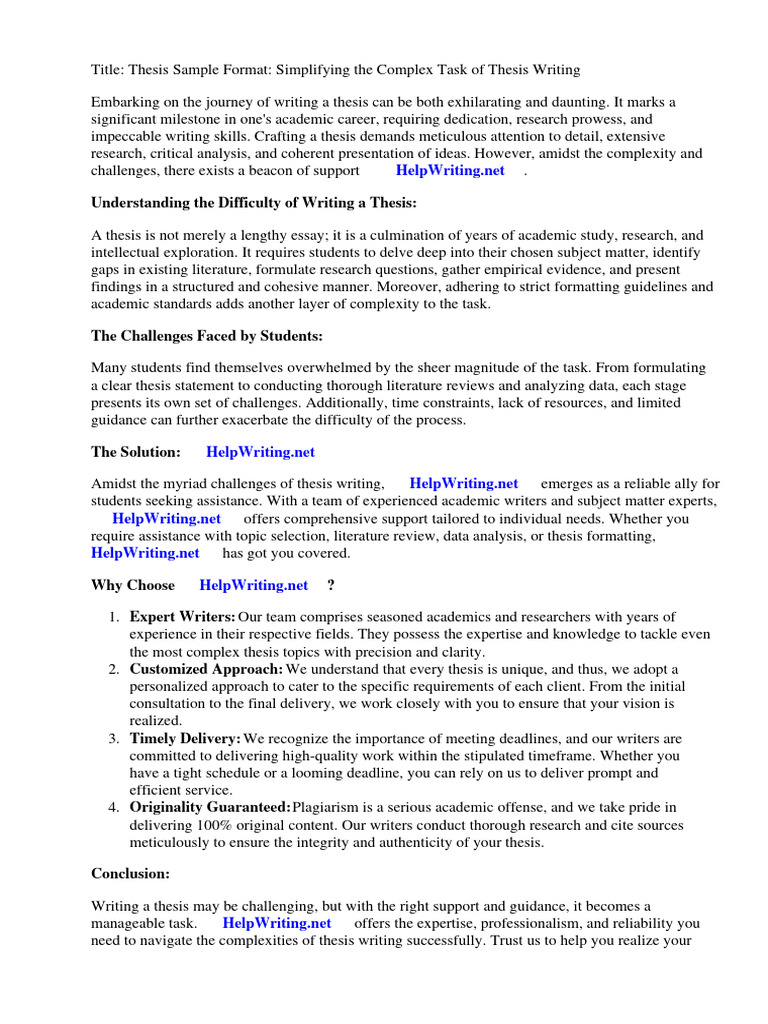 Thesis Sample Format | PDF