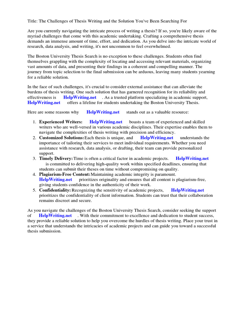 Boston University Thesis Search | PDF