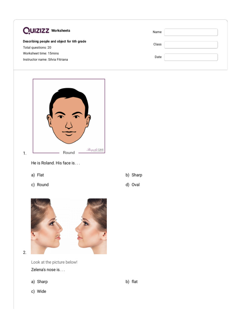 Describing People and Object For 6th Grade - Quizizz | PDF