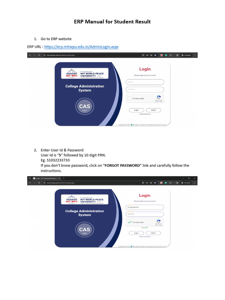 ERP Manual For Student Result | PDF