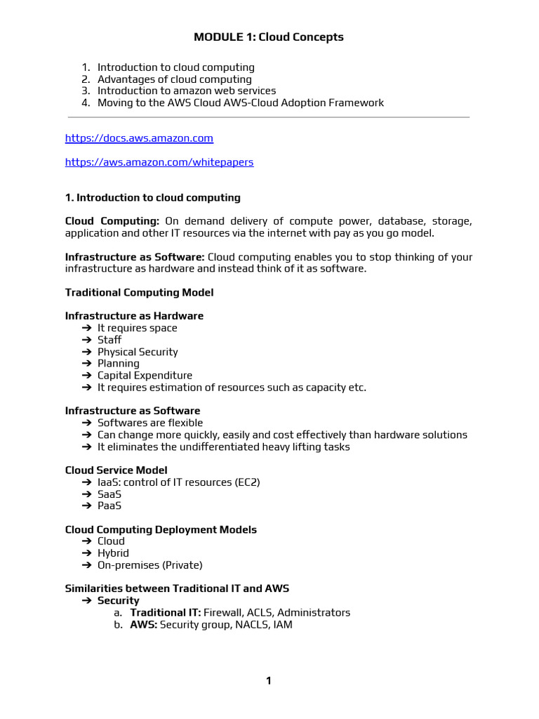 MODULE 1 - Cloud Concepts | PDF | Cloud Computing | Amazon Web Services