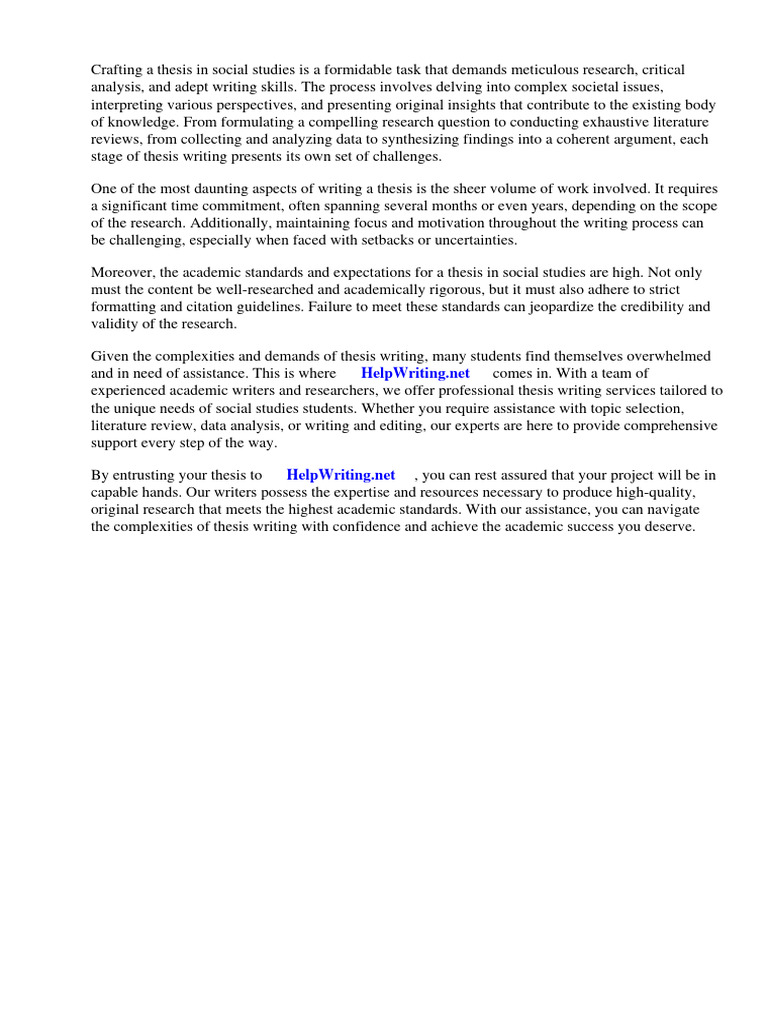 Example Thesis in Social Studies | PDF | Thesis | Social Sciences