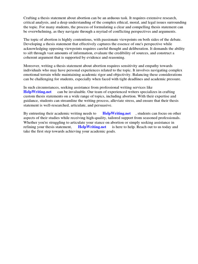 Thesis Statement About Abortion | PDF | Abortion | Pregnancy