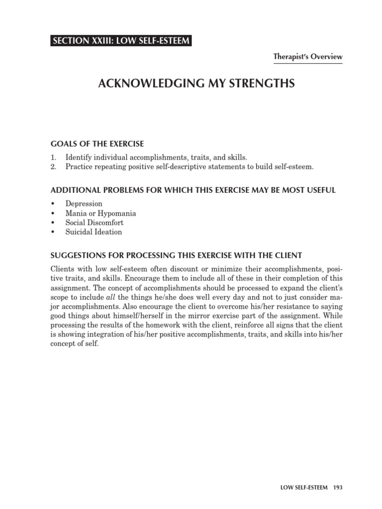 Acknowledging My Strengths | PDF