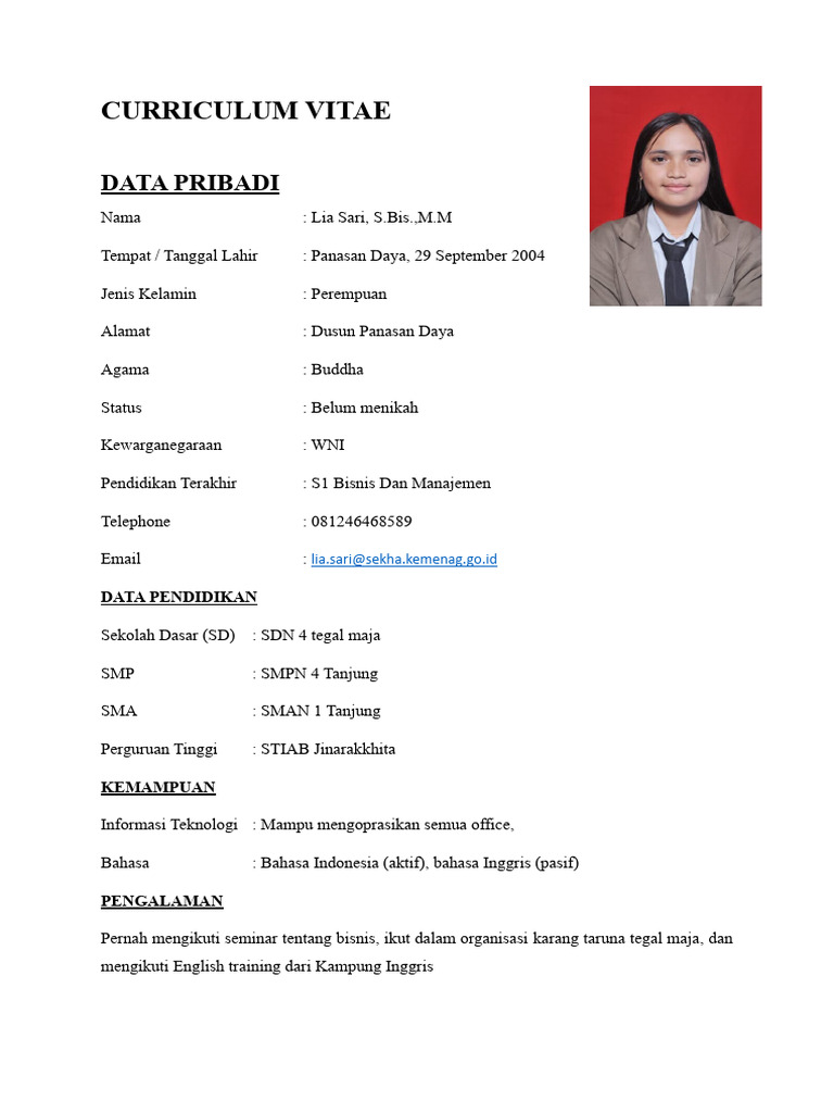 Curriculum Vitae Lia | PDF