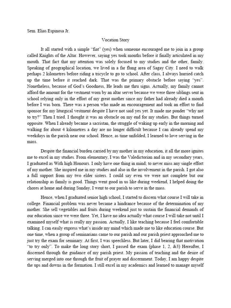 Vocation Story | PDF