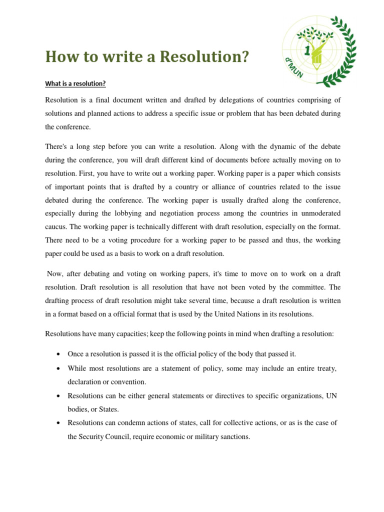 6) Resolution Writing Backup | PDF