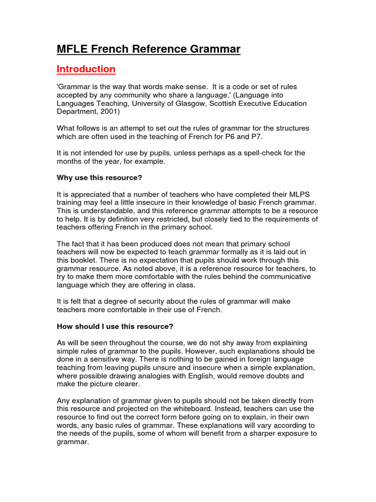 French Grammar Pdf Grammatical Gender Grammatical Number