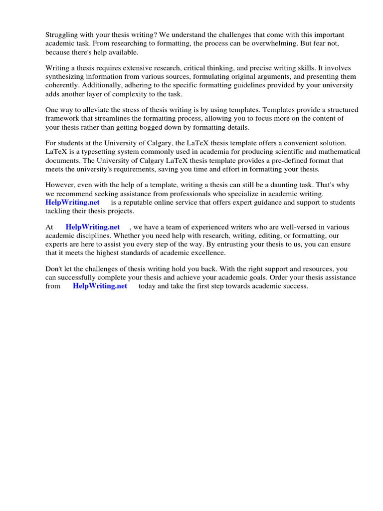 University of Calgary Latex Thesis Template | PDF