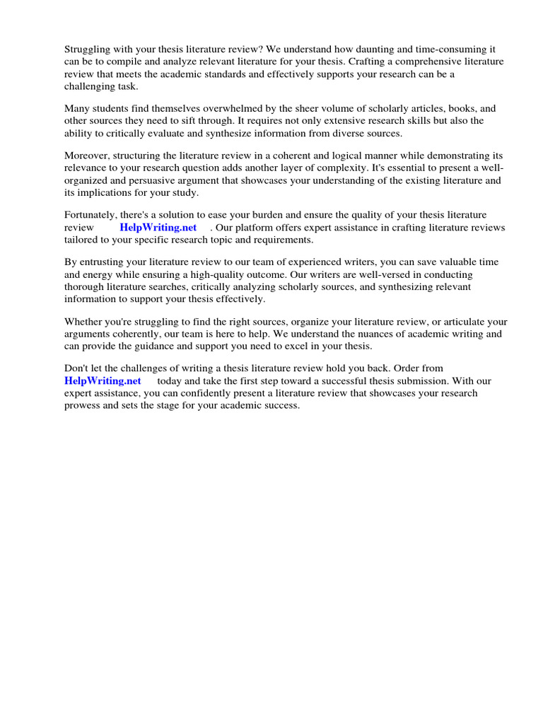 Samples of Literature Review For Thesis | PDF | Thesis | Essays