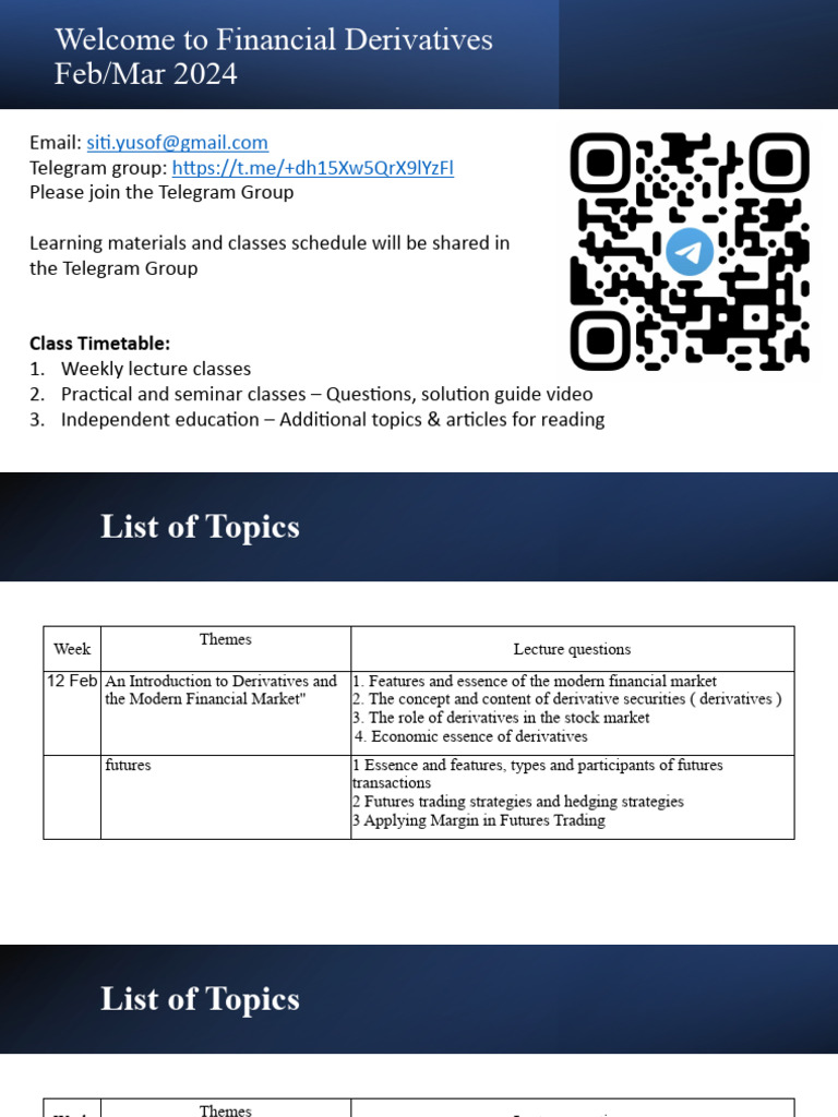 Topic 1 Introduction To Derivatives | PDF