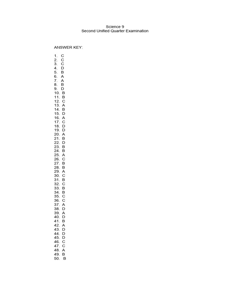 Grade 9 Science 2nd Quarter Answer Key | PDF | Teaching Methods & Materials