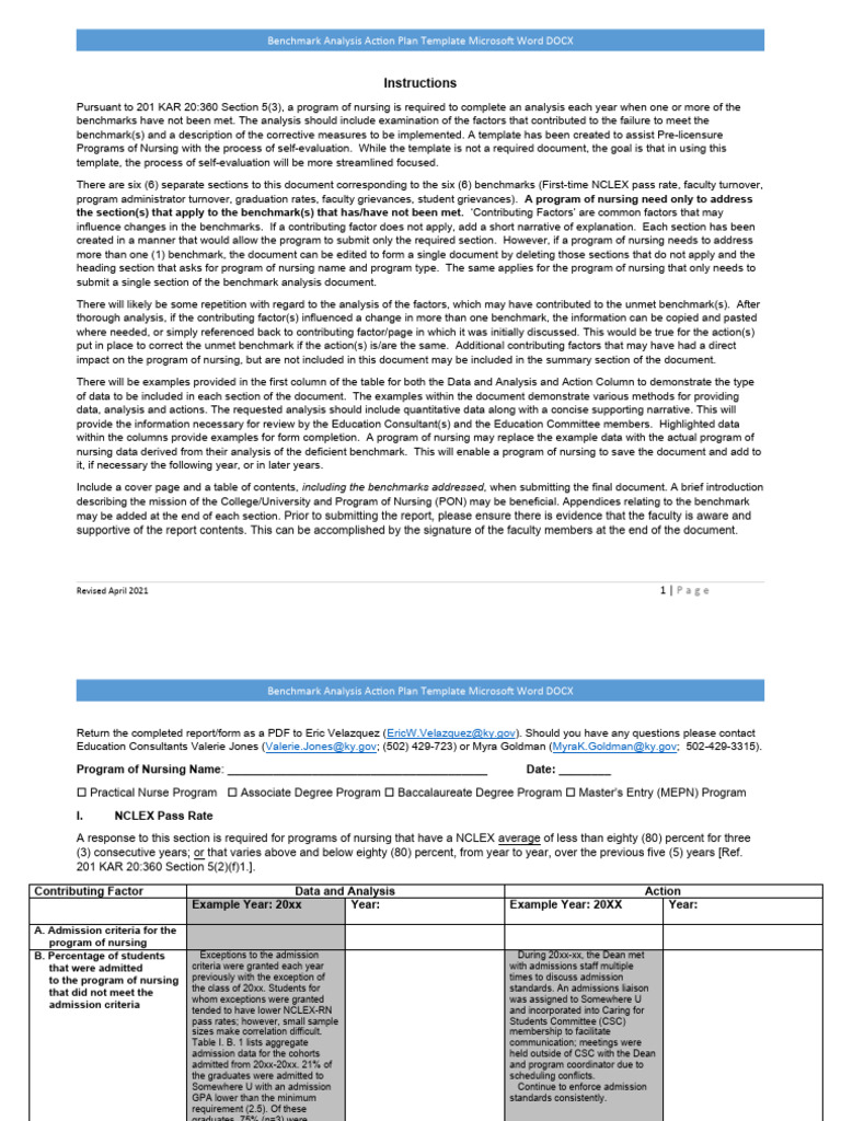 Benchmark Analysis Action Plan Template | PDF | Course Credit ...