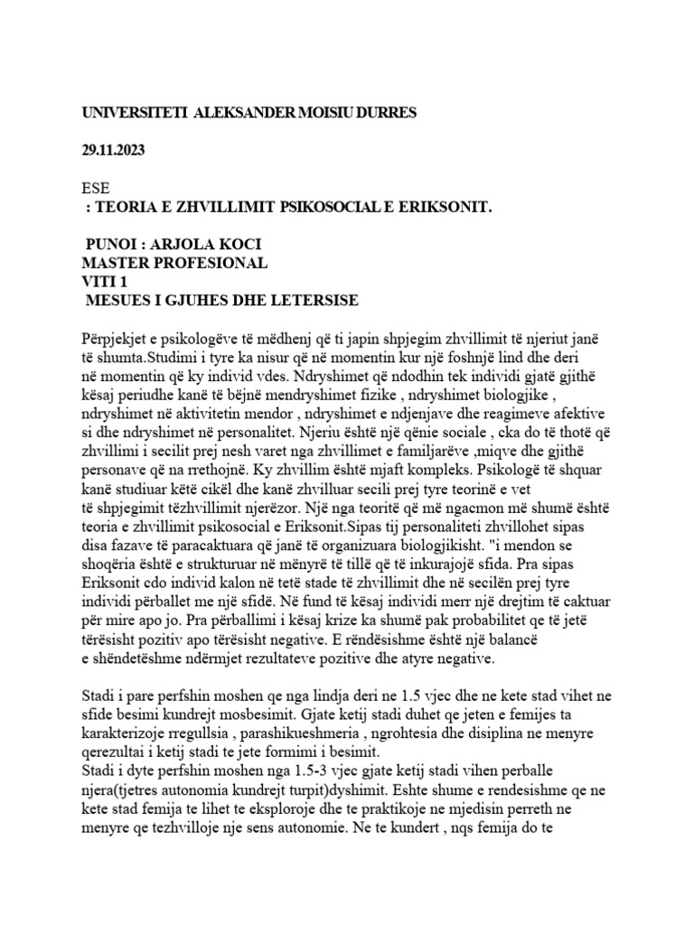 Universiteti Aleksander Moisiu Durres 29.11.2023 | PDF