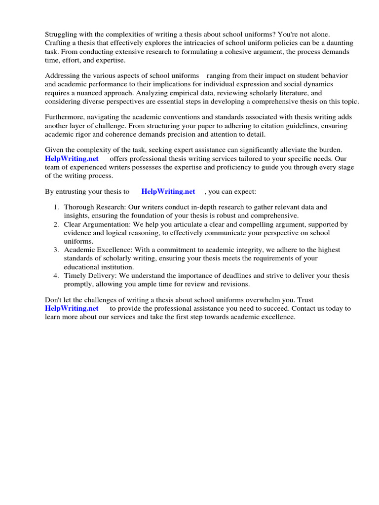 Thesis About School Uniforms | PDF | Clothing