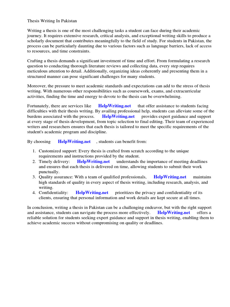 Thesis Writing in Pakistan | PDF | Career & Growth