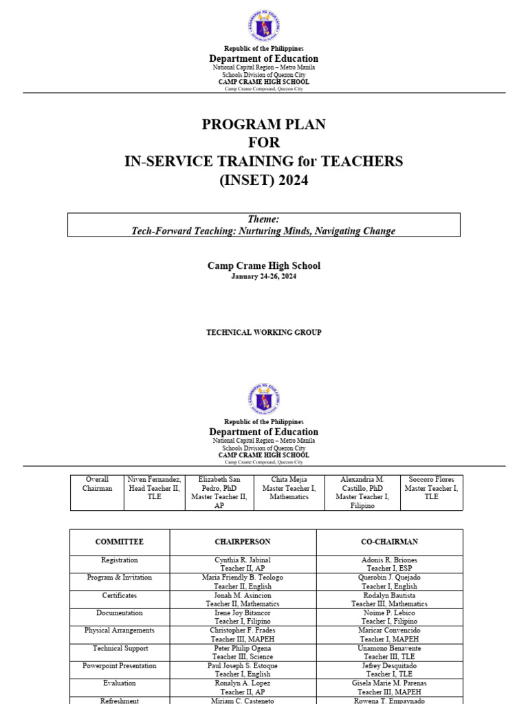 INSET-Program-Plan-2024-FINAL NA PO | PDF | Metro Manila | Manila