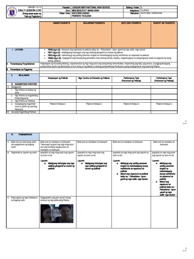 Q3-Week-4 (1) .Docx FILIPINO 8 DLL | PDF