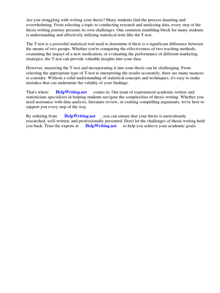 T-test Example in Thesis | PDF