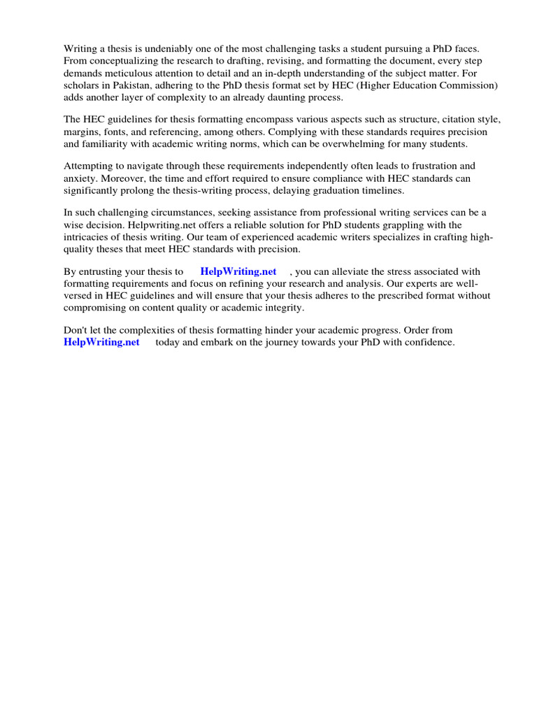 PHD Thesis Format Hec Pakistan | PDF | Thesis | Doctor Of Philosophy