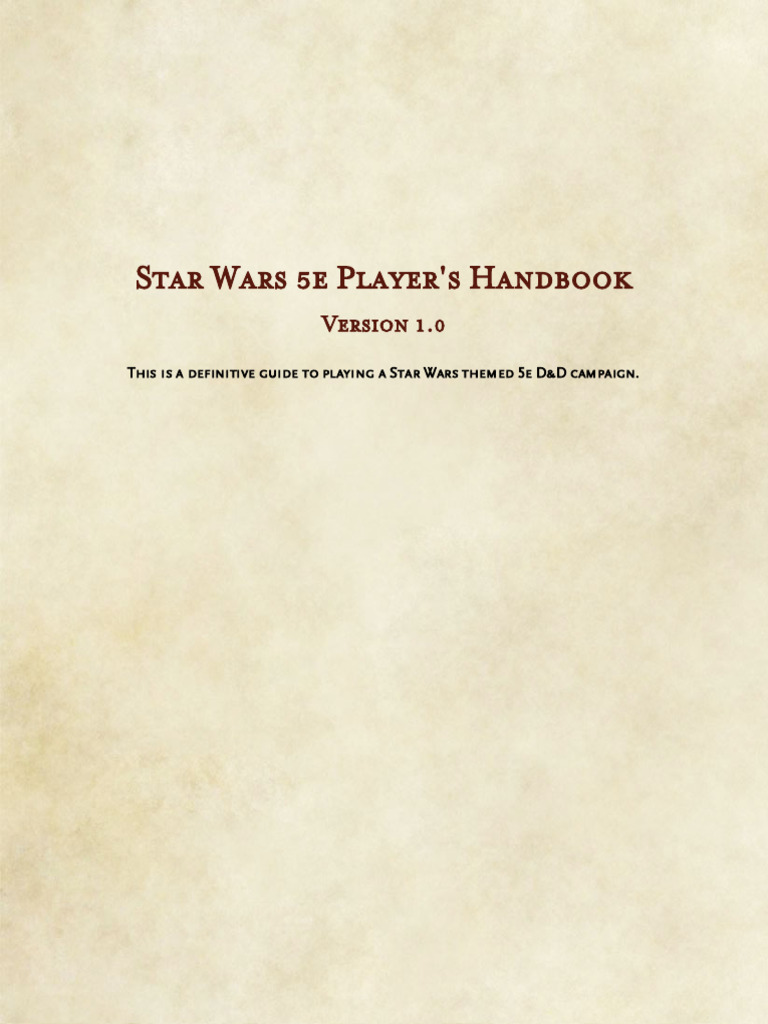Star Wars 5E Player's Handbook | PDF | Jedi