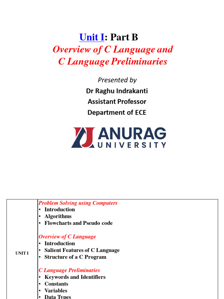 1.12 C Language Overview | Download Free PDF | Integer (Computer Science) | Parameter (Computer ...