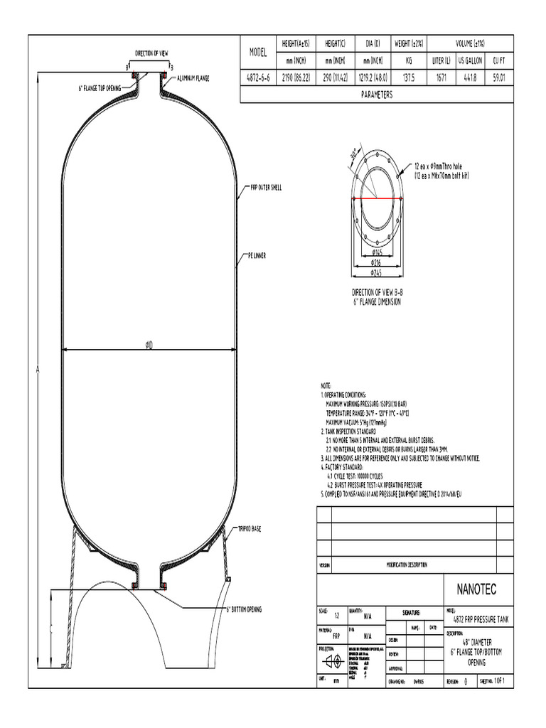 Drawing FRP Tank 4872 Nanotec | PDF