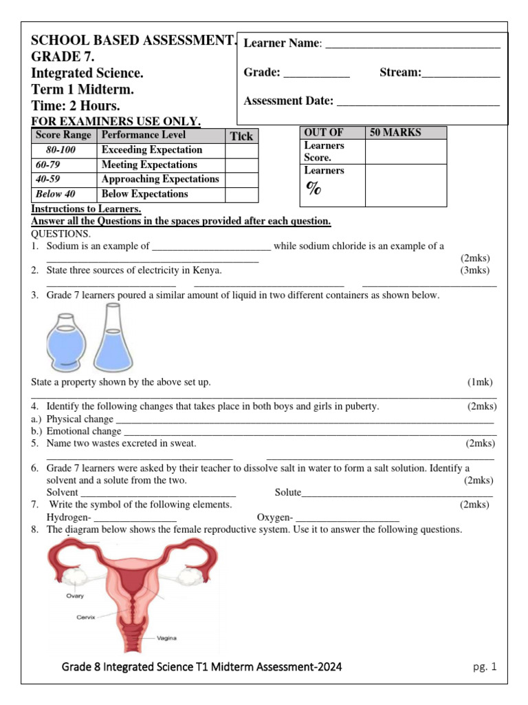 g8 t1 Integrated Science Midterm | PDF
