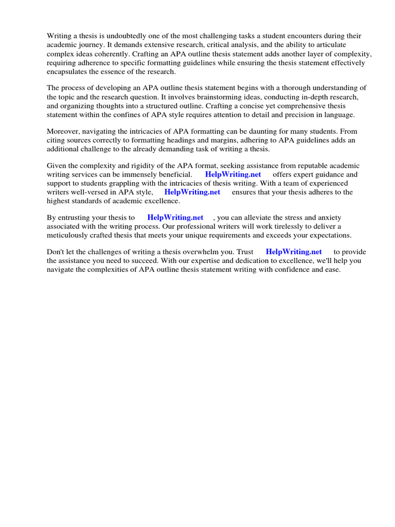 Apa Outline Thesis Statement | PDF | Thesis | Apa Style