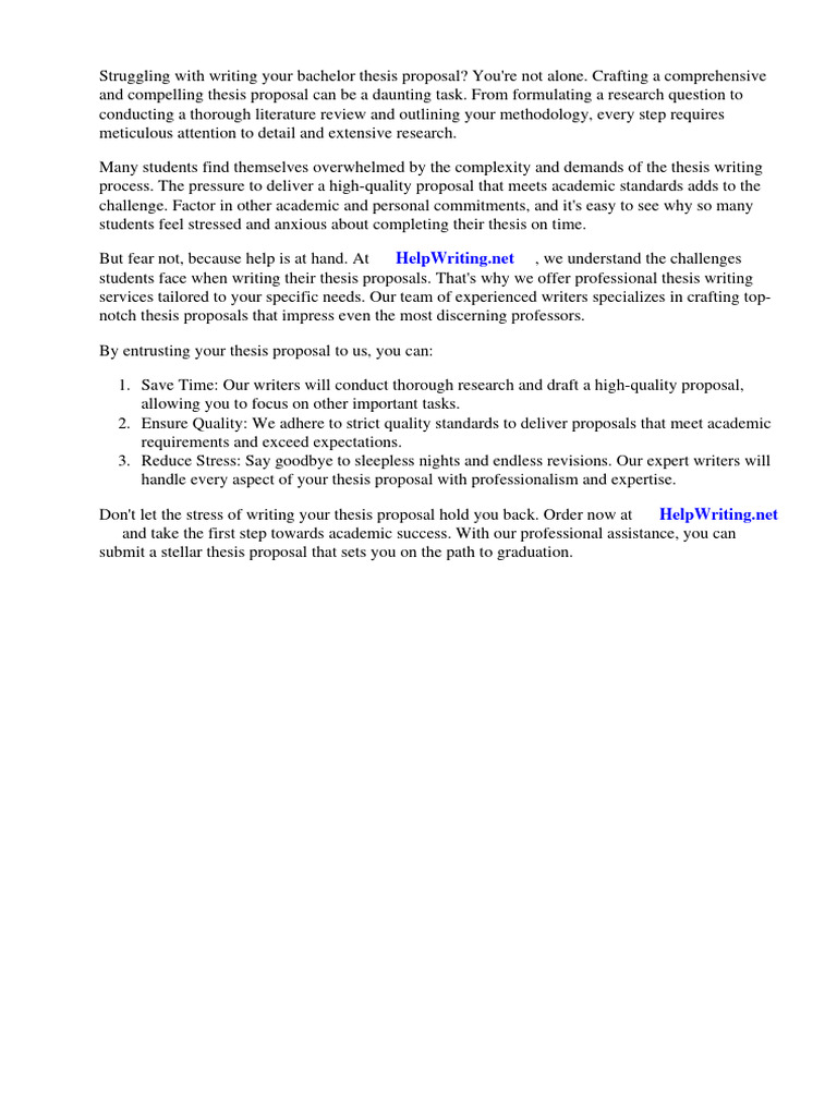 Bachelor Thesis Proposal Example PDF | PDF | Thesis | Methodology