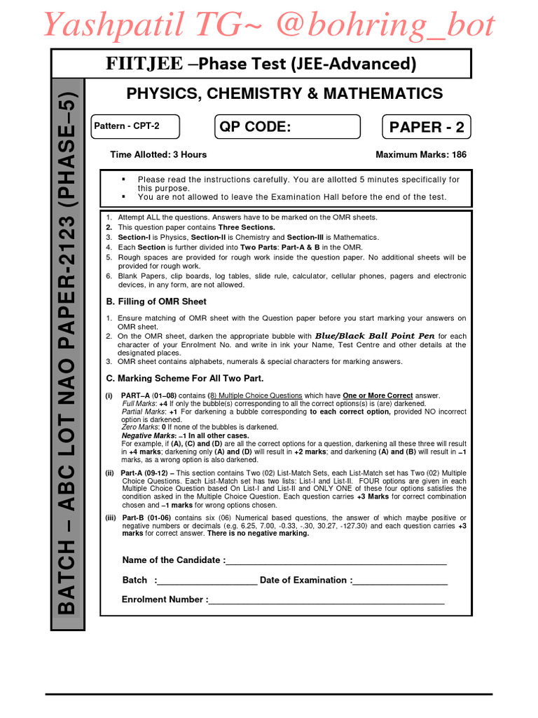 (@bohring - Bot) PT5 - Adv Paper-2 | PDF | Physical Sciences | Chemistry