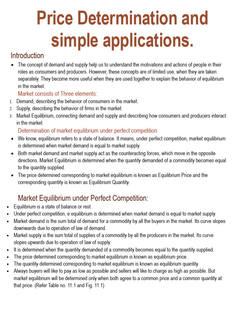 Price Determination & Simple Applications | PDF | Supply And Demand ...