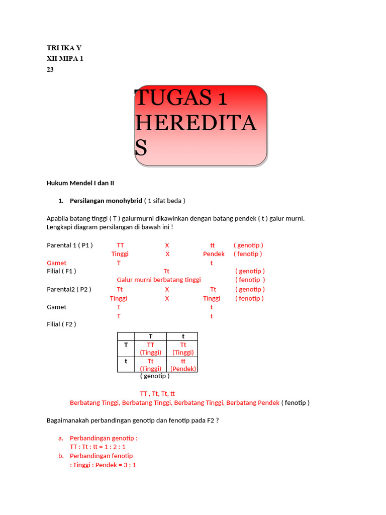 XII MIPA 1 - TUGAS 1 HEREDITAS-dikonversi | PDF