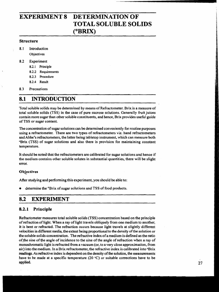 Measuring Total Soluble Solids with Refractometer | PDF | Applied And ...