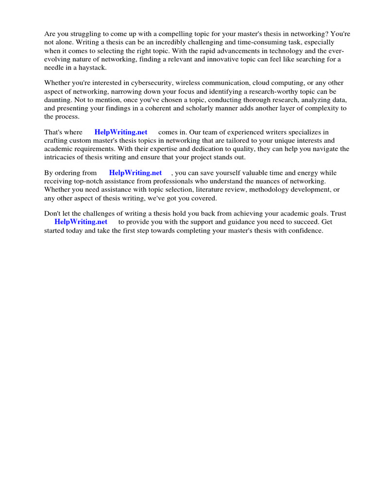 Master Thesis Topics in Networking | PDF | Social Science