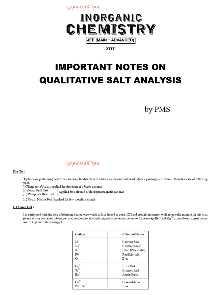 Qualitative Salt Analysis Techniques | PDF