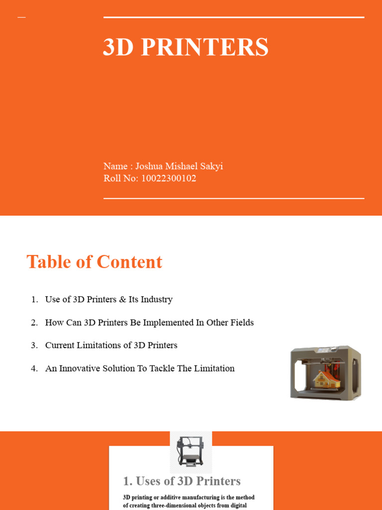 Joshua Mishael Sakyi - 10022300102 | PDF | 3 D Printing | Physical Sciences