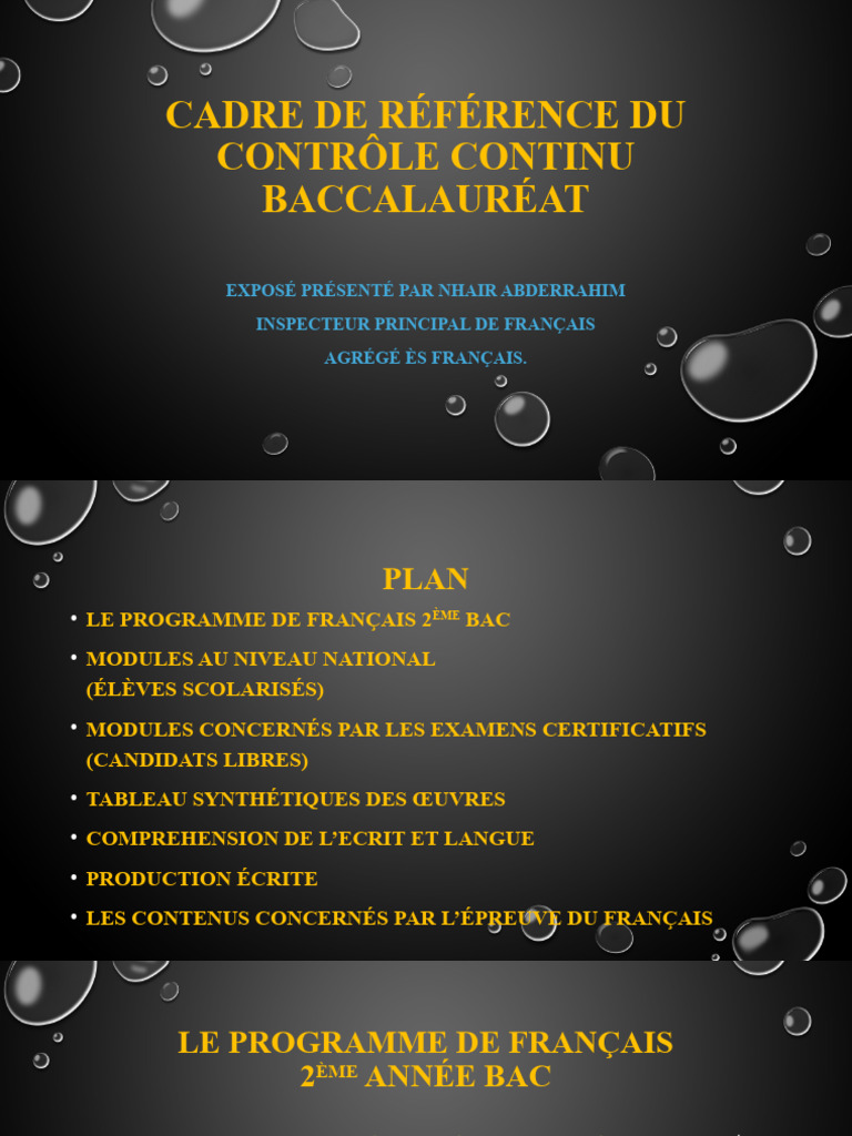 2 BAC Cadre de Référence Du Contrôle Continu Baccalauréat | PDF