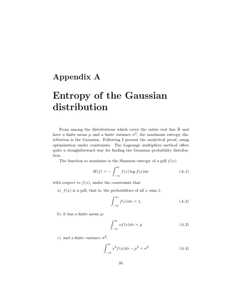 Entropy of The Gaussian Distribution: Appendix A | PDF | Normal ...