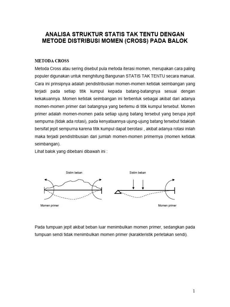Analisis Struktur Statis Tertentu Dengan Metoda Cross | PDF