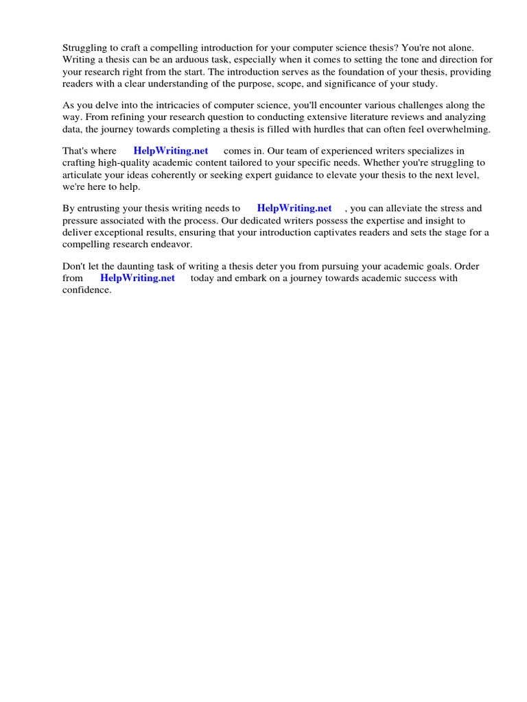 Sample Introduction For Thesis Computer Science | PDF | Thesis ...